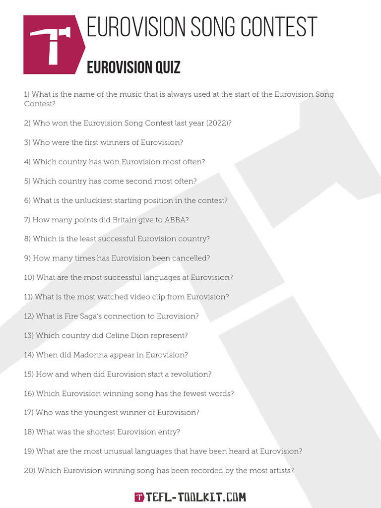Eurovision Song Contest Quiz & Answers | PDF | Liverpool