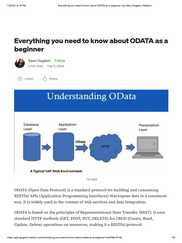 Everything You Need To Know About ODATA As A Beginner - by Gauri Guglani - Medium | PDF ...