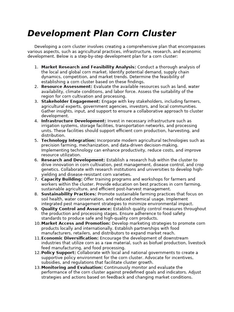 Corn Cluster Development Plan Guide | PDF | Agriculture | Sustainable ...