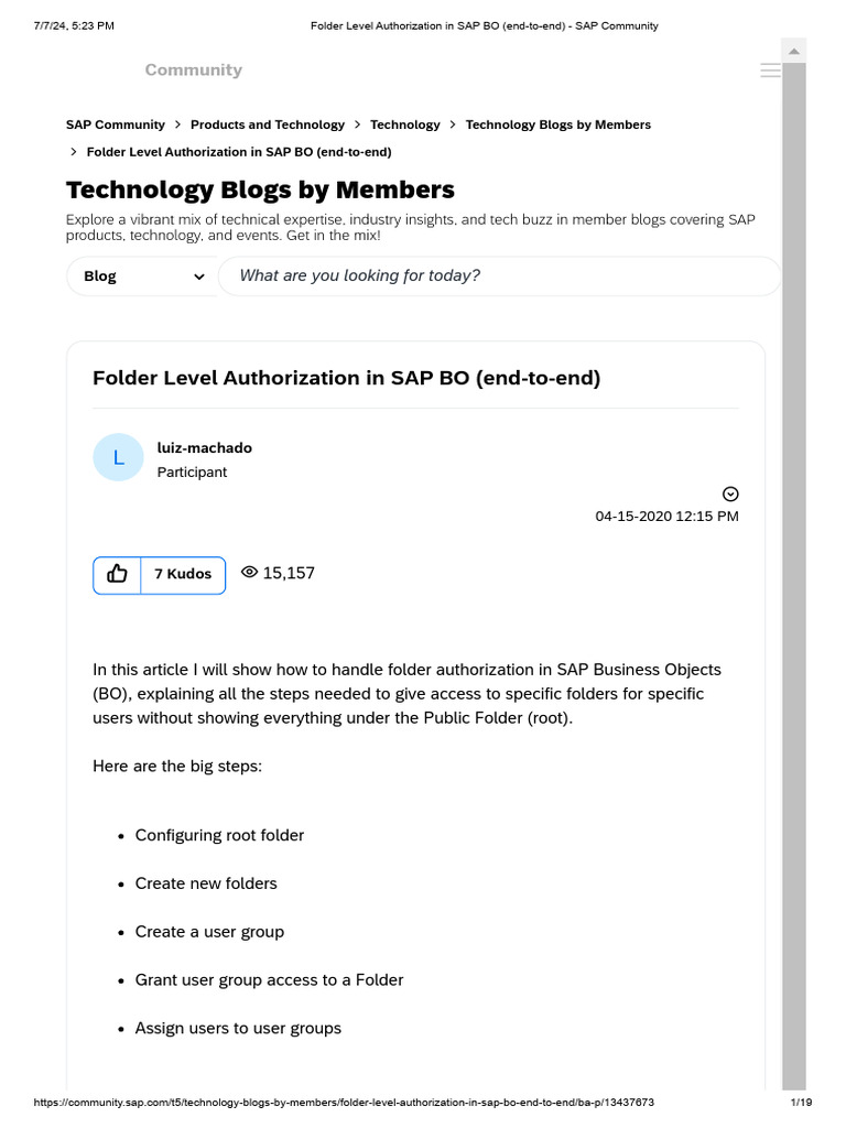 SAP BO Folder Authorization Guide | PDF | Databases | Artificial ...