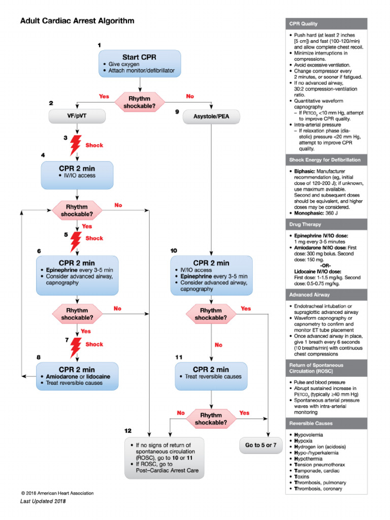 ACLS Cardiac Arrest Algorithm 2018 | PDF