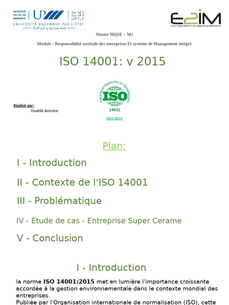 Iso 14001 | PDF | Gestion des ressources environnementales ...
