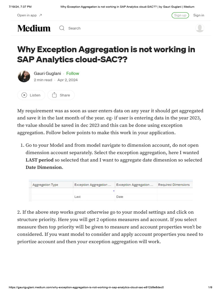 Why Exception Aggregation Is Not Working in SAP Analytics cloud-SAC - by Gauri Guglani - Medium ...