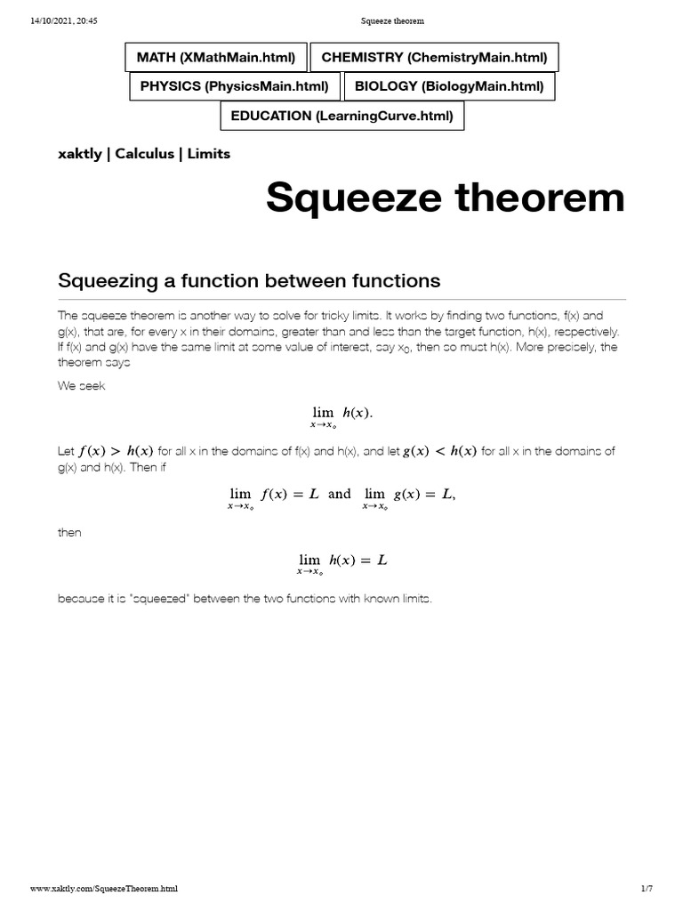 Understanding the Squeeze Theorem | PDF | Function (Mathematics ...