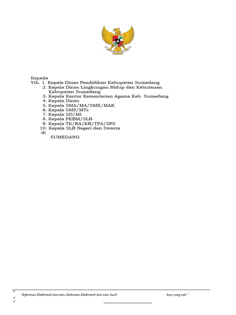 Surat Edaran Zero Waste di Sumedang | PDF
