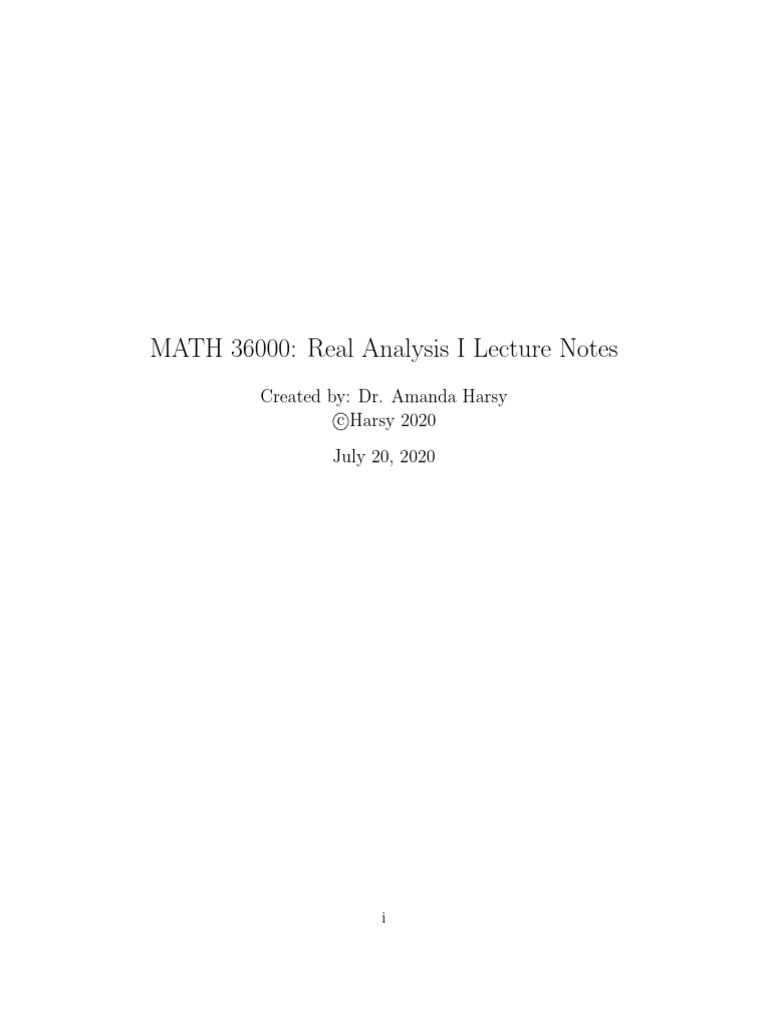 Real Analysis I Lecture Notes | PDF | Limit (Mathematics) | Integral