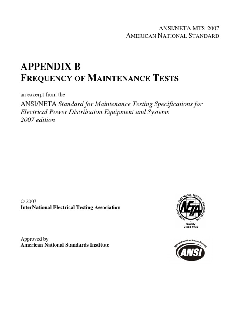 Frequency of Maintenance Tests | PDF | Switch | Direct Current