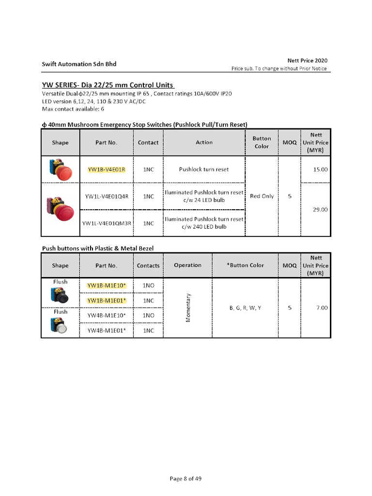 Electrical Bom List Selection (Common Item) | PDF
