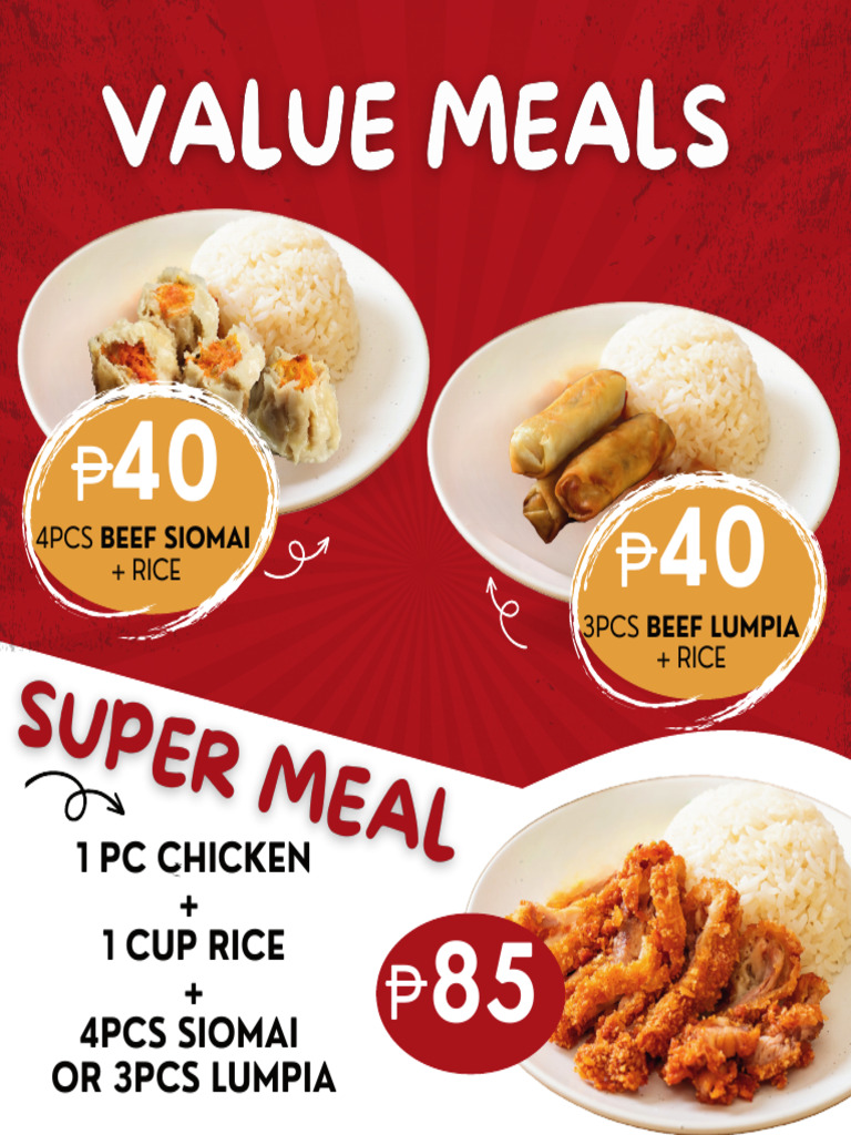 Beef Siomai and Chicken Meal Deals | PDF