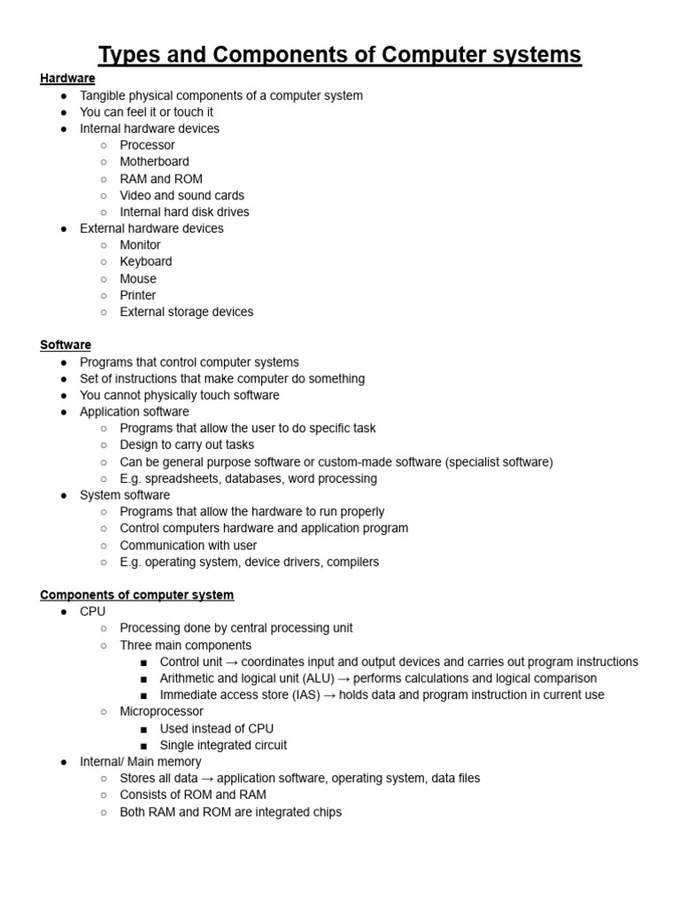 Types and Components of Computer System | PDF | Graphical User Interfaces | Computer Hardware