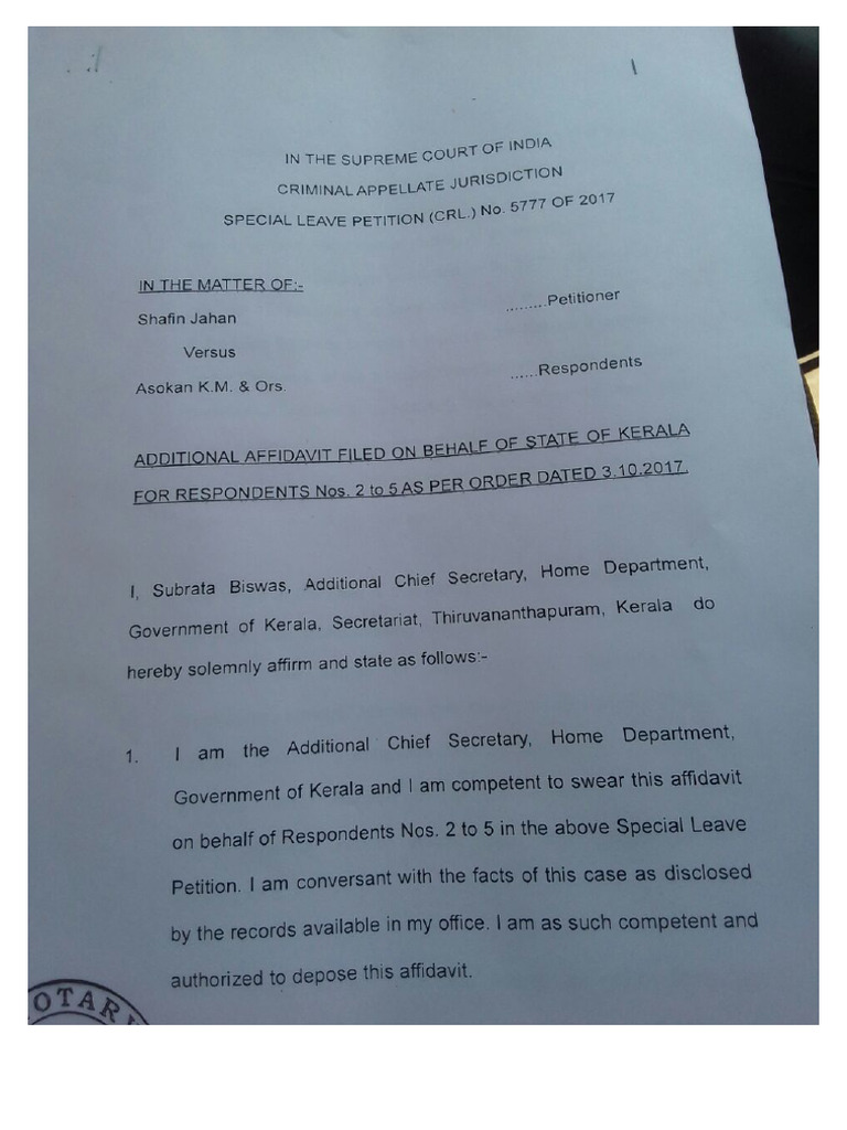 Affidavit by State of Kerala | PDF
