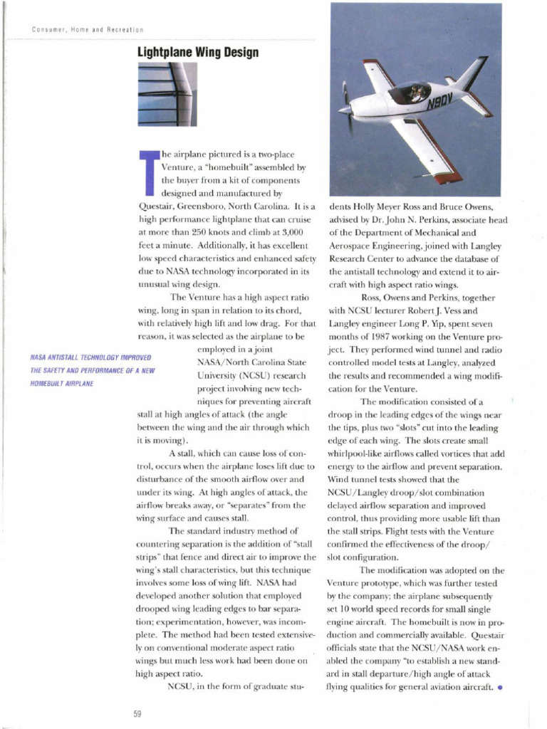 Lightplane Wing Design | PDF | Lift (Force) | Airplane