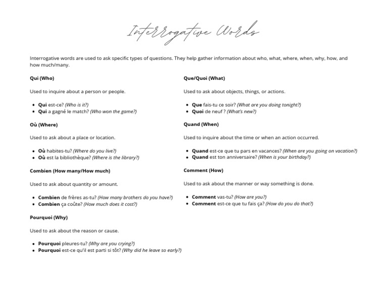 Interrogative Words | PDF