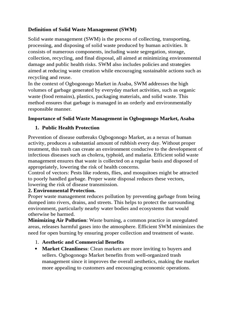 Definition of Solid Waste Management | PDF | Waste Management | Waste
