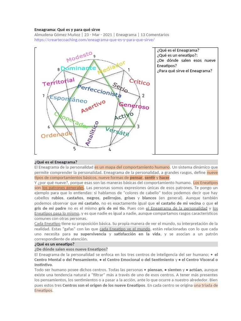 Eneagrama: Guía de Tipos y Usos | PDF | Eneagrama de la personalidad ...
