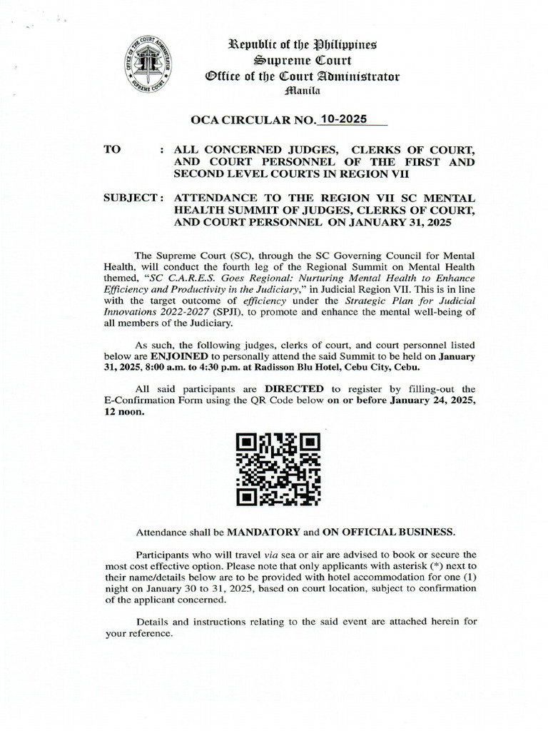 OCA Circular No. 10-2025 | PDF | Meal | Hotel