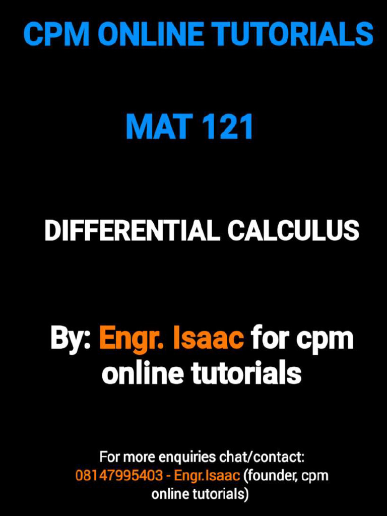 CPM MAT 121 PQ (Differential Calculus) | PDF | Mathematical Physics ...