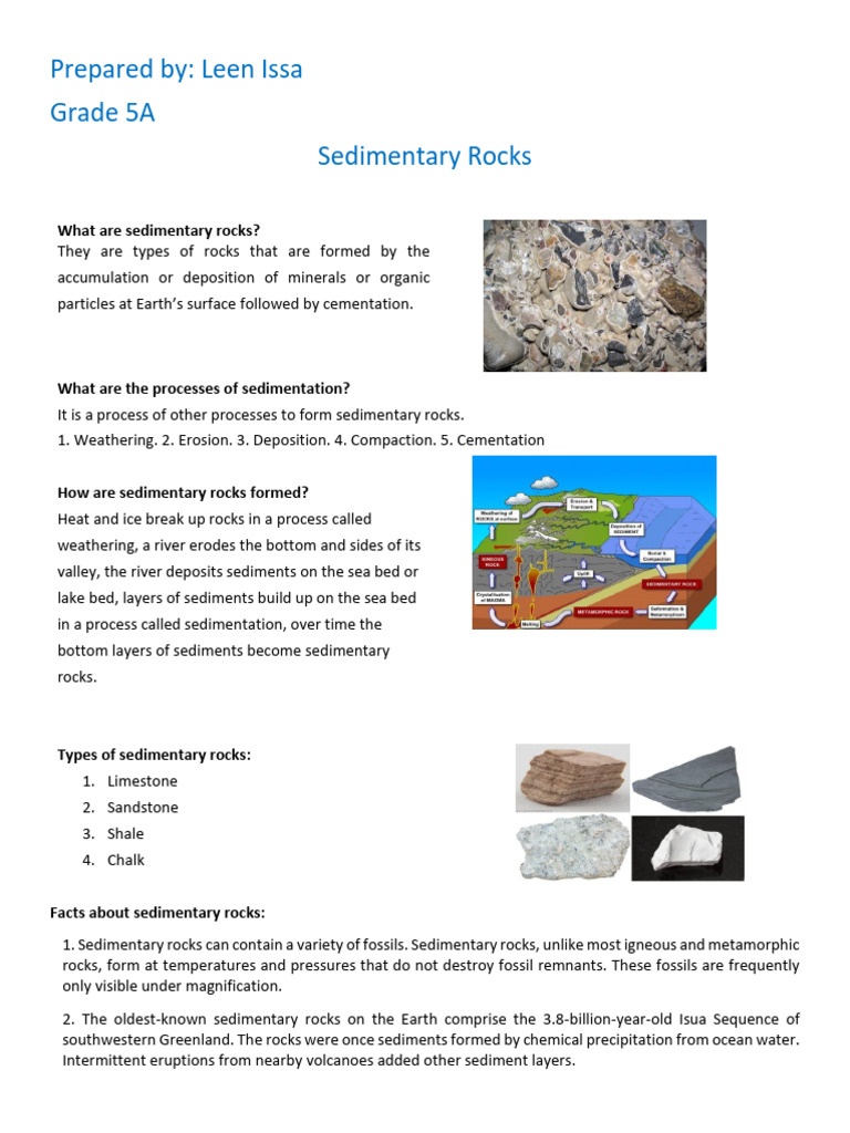 Sedimentary Rocks - Leen Issa-Grade 5A FINAL | PDF