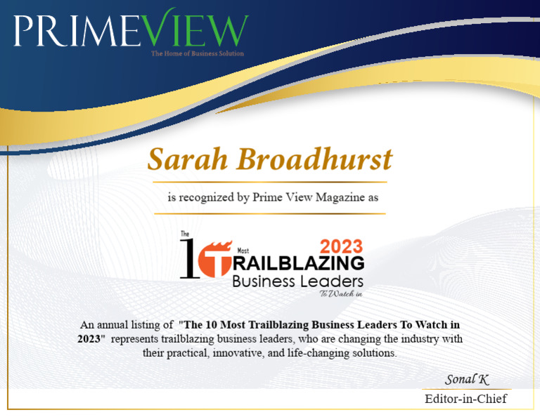 Sarah Broadhurst Certificate | PDF