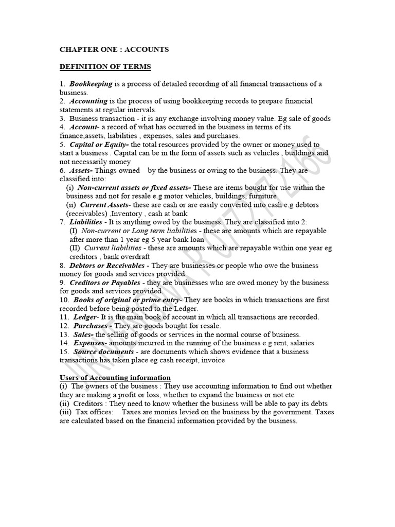 Form 1 Accounts Notes 1 | PDF | Bookkeeping | Partnership