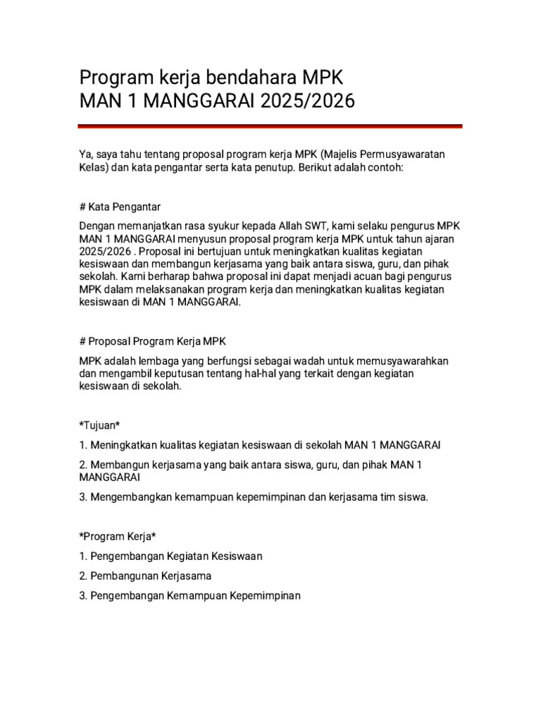 Programkerjabendahara MPK | PDF