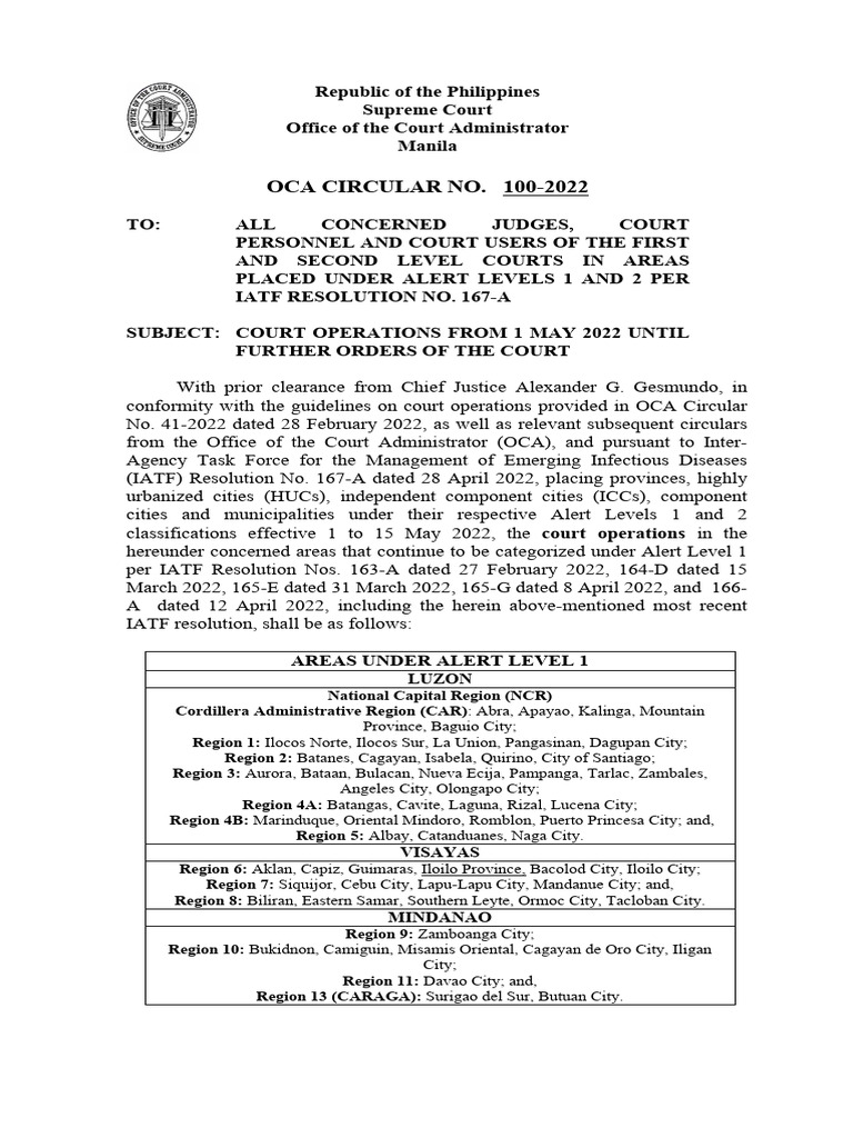 OCA Circular No. 100-2022 | PDF | Mindanao | Philippines