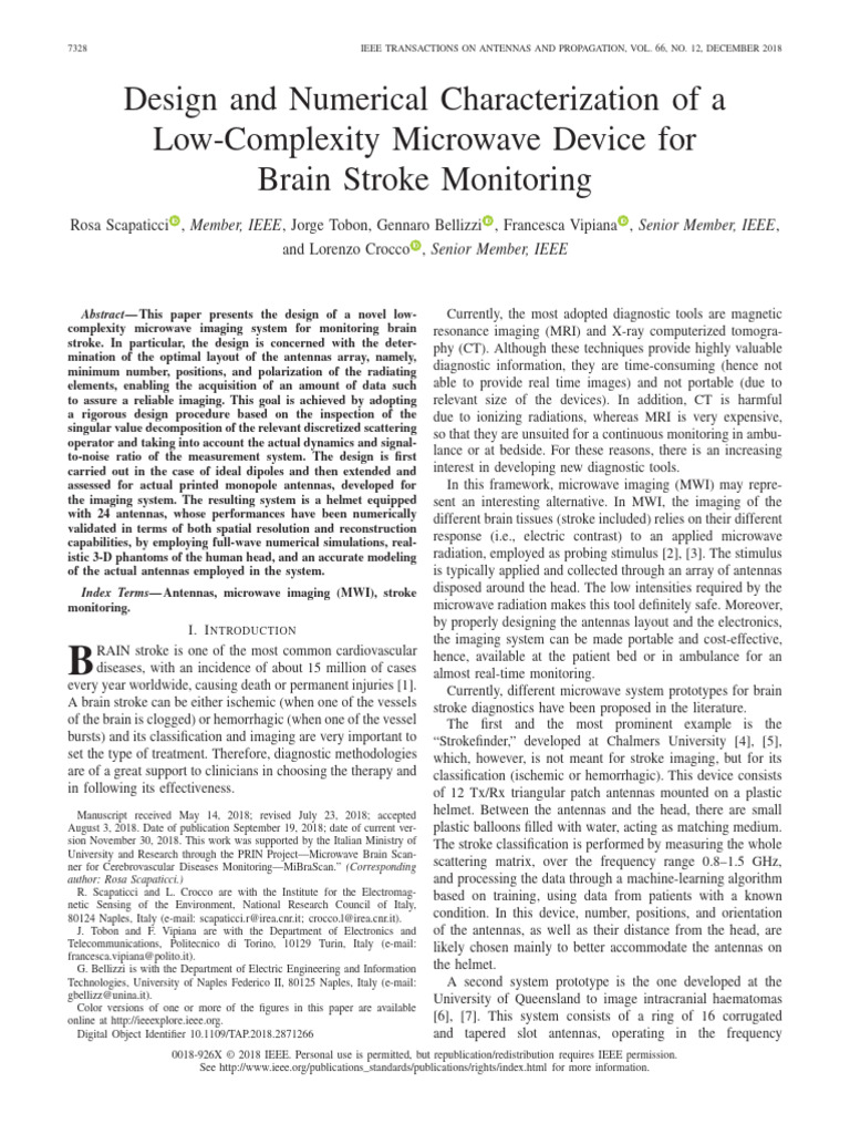 Design and Numerical Characterization of A Low-Complexity Microwave ...