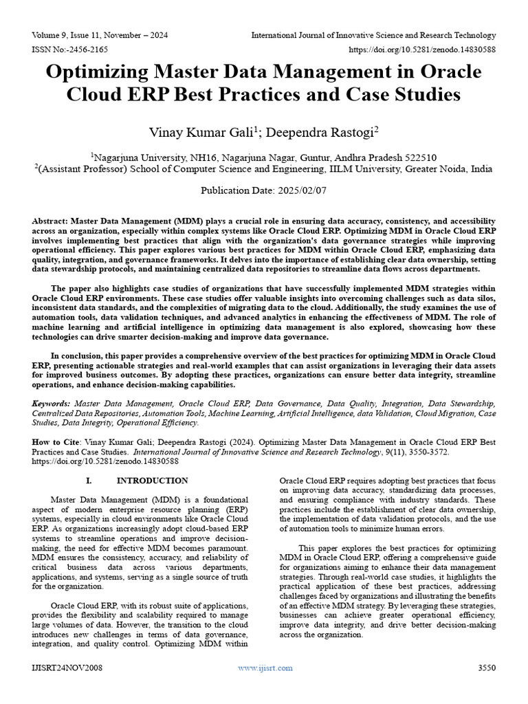Optimizing Master Data Management in Oracle Cloud ERP Best Practices and Case Studies | PDF ...