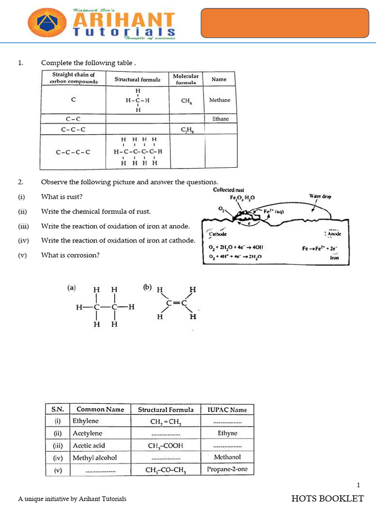 Chemistry HOTS Questions Booklet | PDF | Ethanol | Acetic Acid