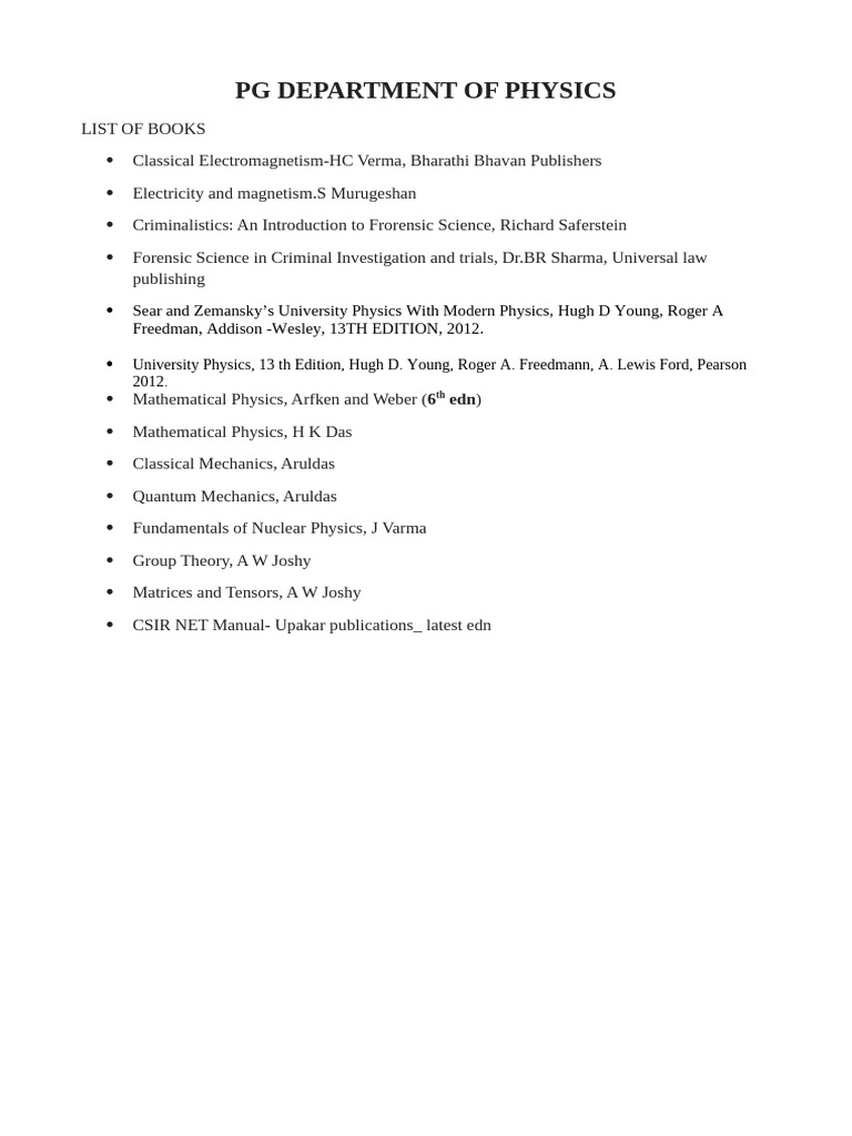 List of Books - Physics 2025 | PDF