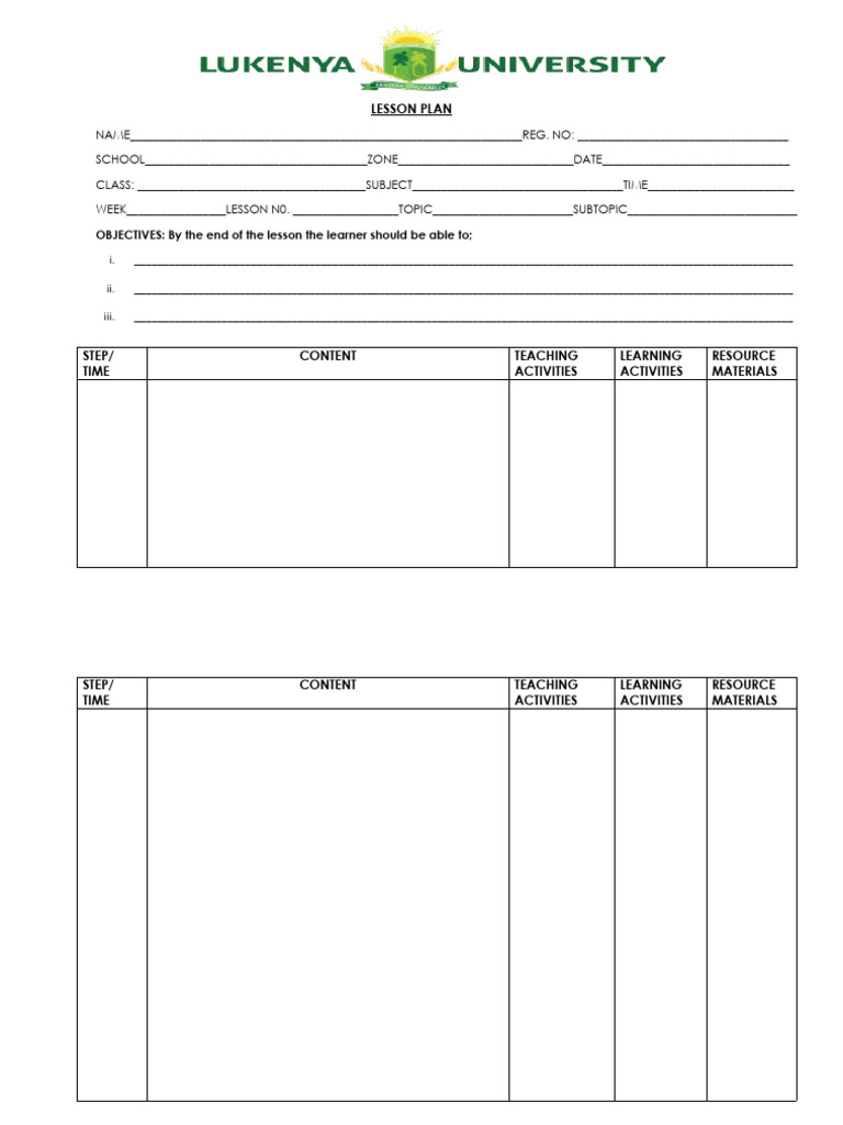 Comprehensive Lesson Plan Template | PDF