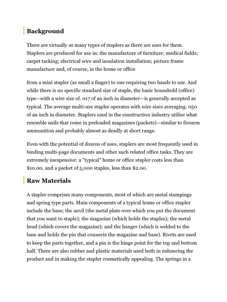 Manufacturing Process of Stapler | PDF | Forging | Rivet