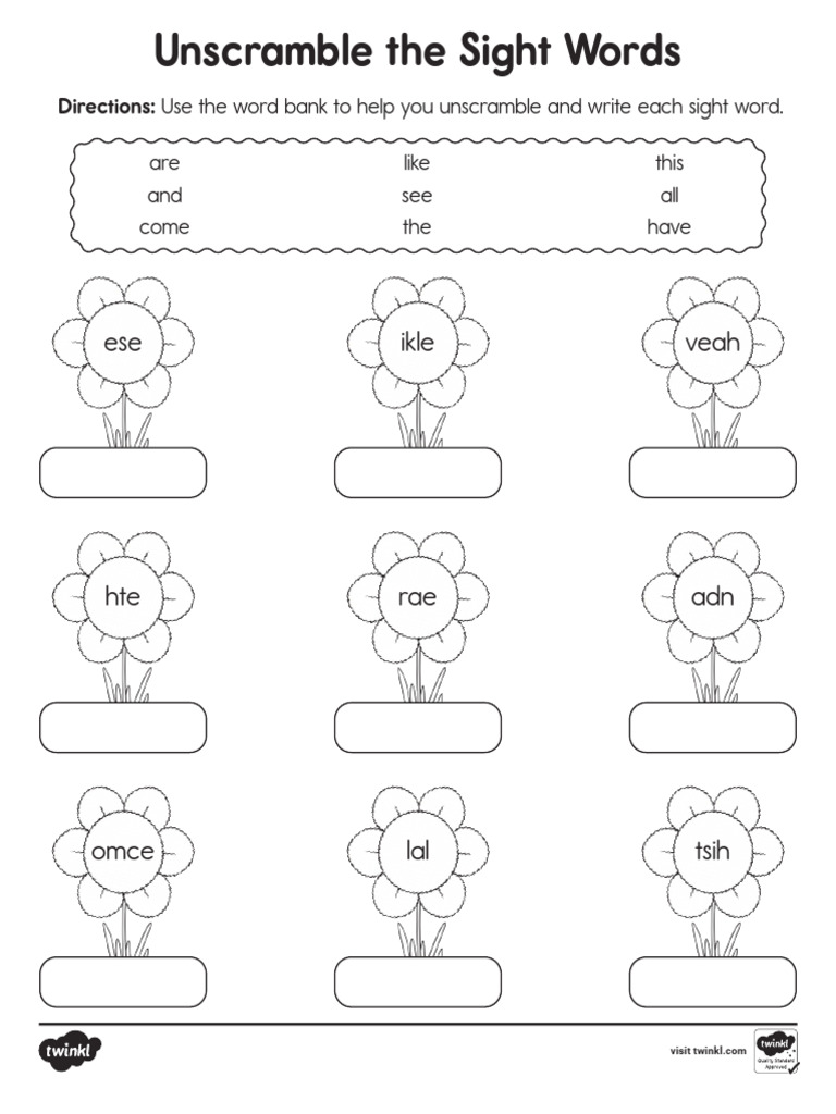 Unscramble the Sight Words Activity | PDF