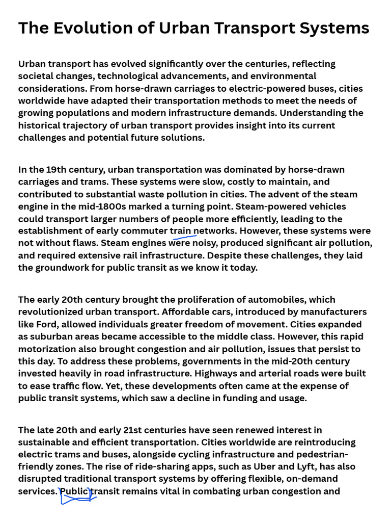 The Evolution of Urban Transport Systems (PASSAGE 2) done | PDF ...