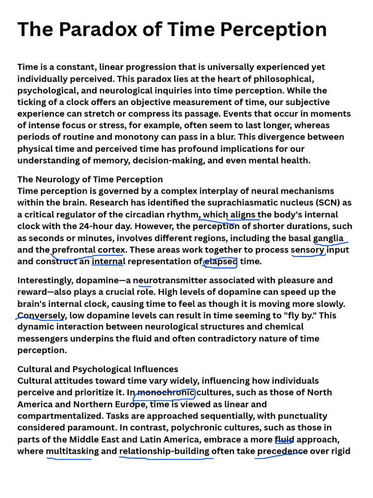 The Paradox of Time Perception (PASSAGE 4) Done | PDF | Perception | Time Perception