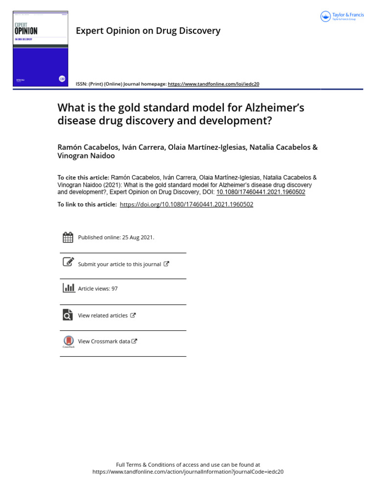Cacabelos Et Al. (2021) - What Is The Gold Standard Model For Alzheimer ...