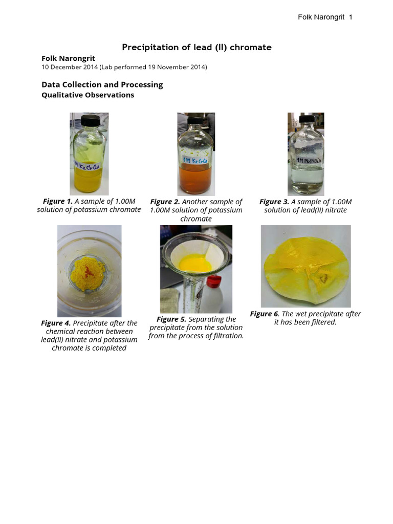 Lead(II) Chromate Precipitation Experiment | PDF | Mole (Unit ...