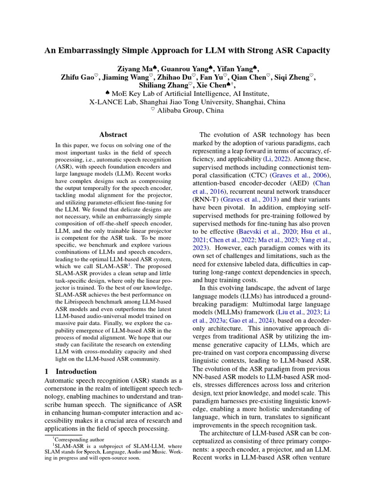 Embarrassingly Simple LLM Asr | PDF | Speech Recognition | Data Compression