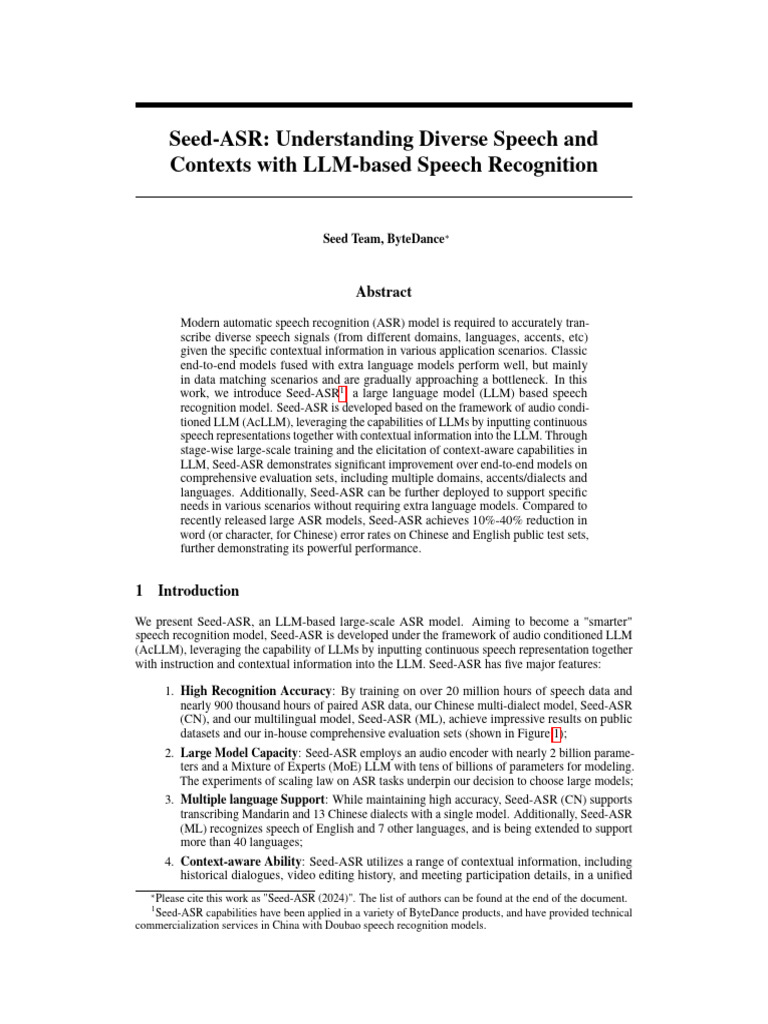 Seed Asr Diverse Speech LLM | PDF | Speech Recognition | Machine Learning