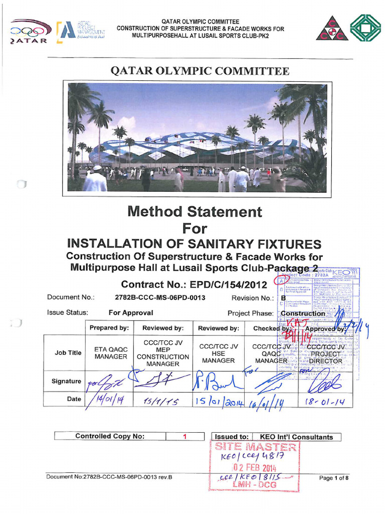 2782B-CCC-MS-06PD-0013_B_Method Statement for Installation of Sanitary Fixtures (a) | PDF