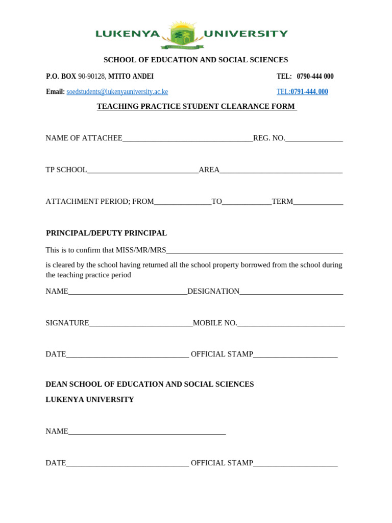 TP Clearance Form | PDF