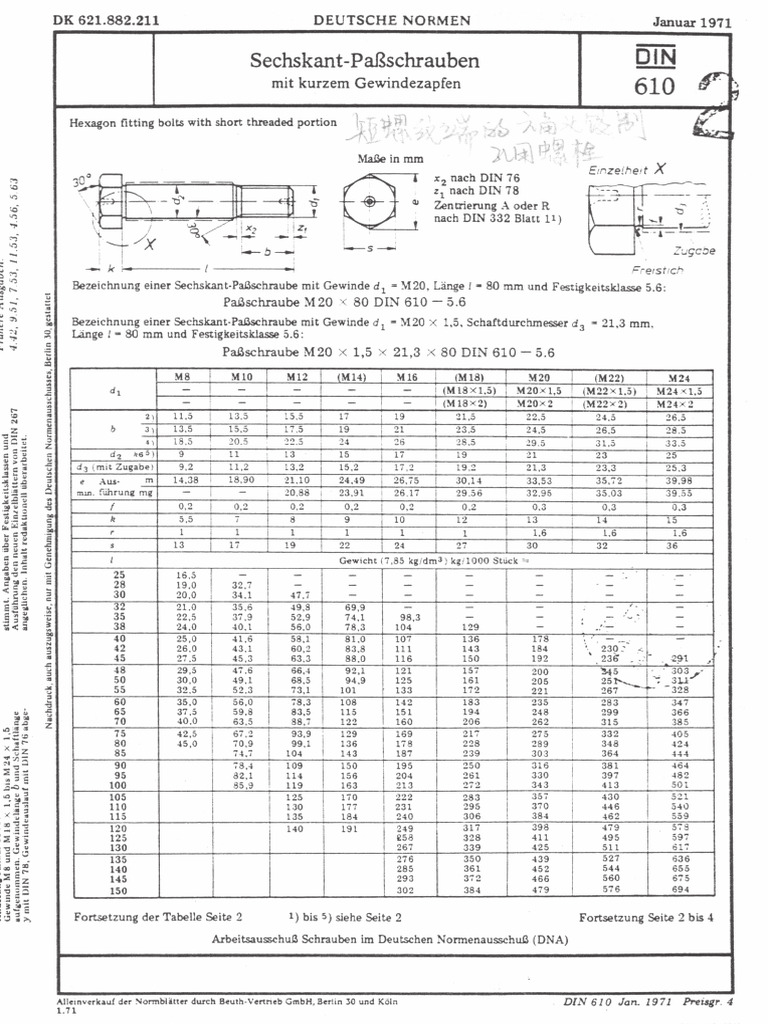 DIN 610 Passschraube | PDF