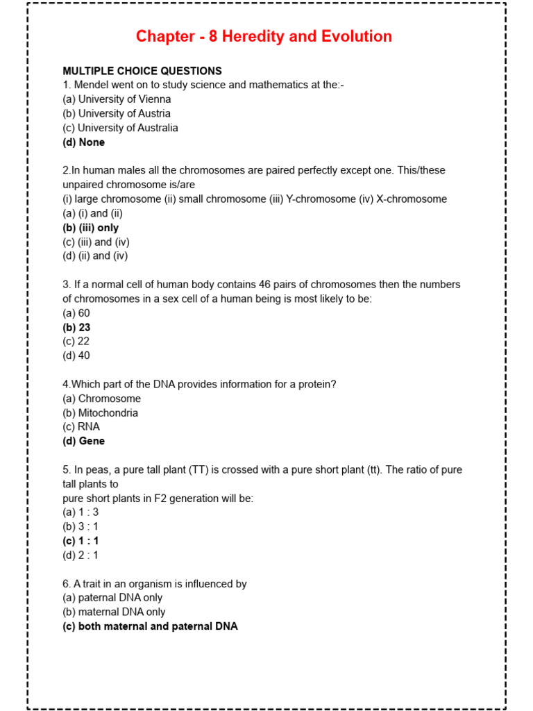 Genetics and Heredity Quiz Questions | PDF | Dna | Evolutionary Biology