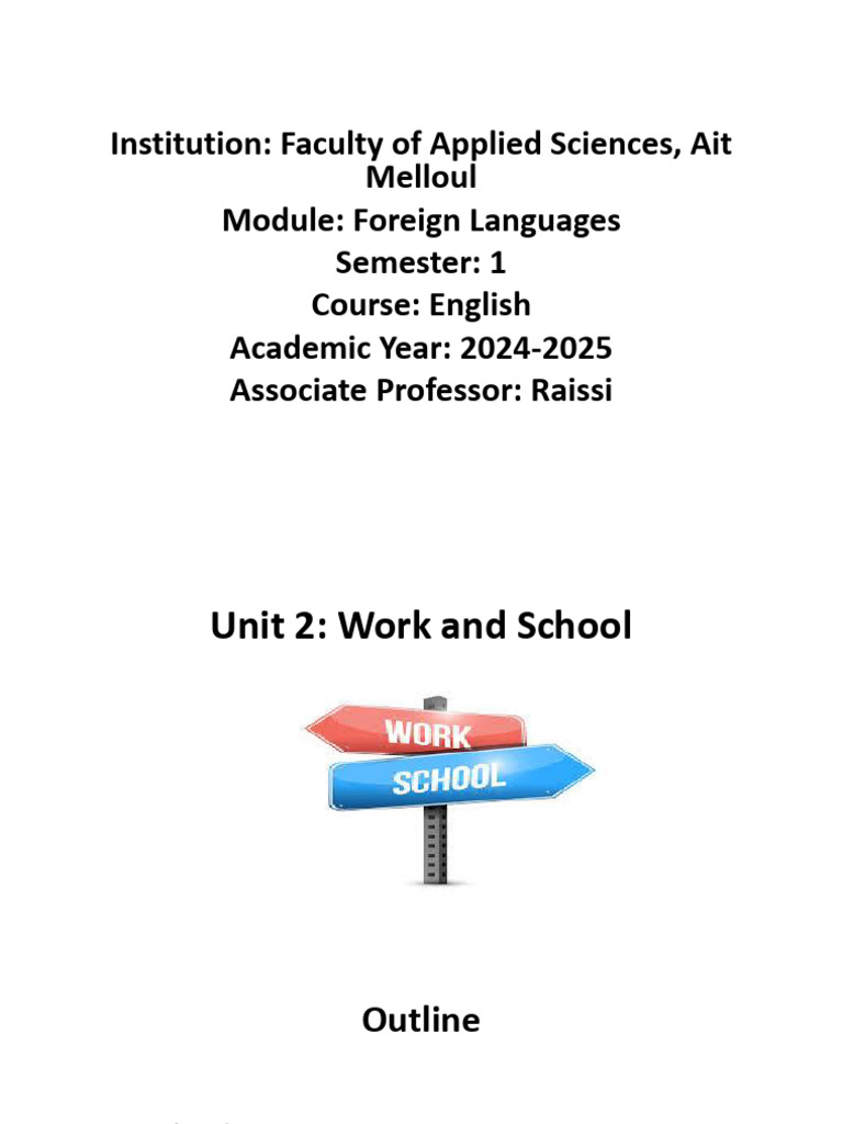 Unit 2 Work and School | PDF | Schools