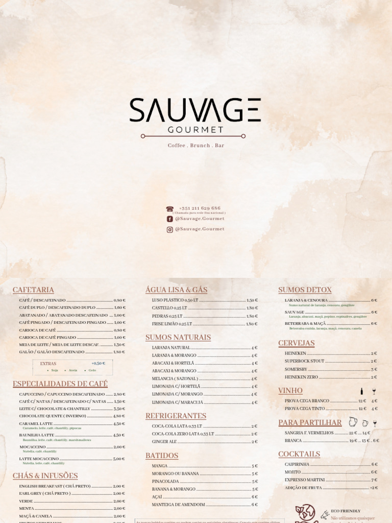 Menu Sauvage Gourmet - PT & EN-2 | PDF | Queijo | Amendoim
