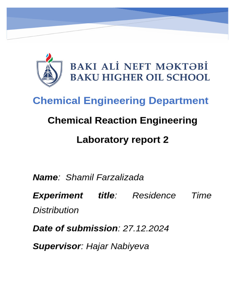 Shamil_Farzalizada_CRE_2_ | PDF | Chemical Reactor