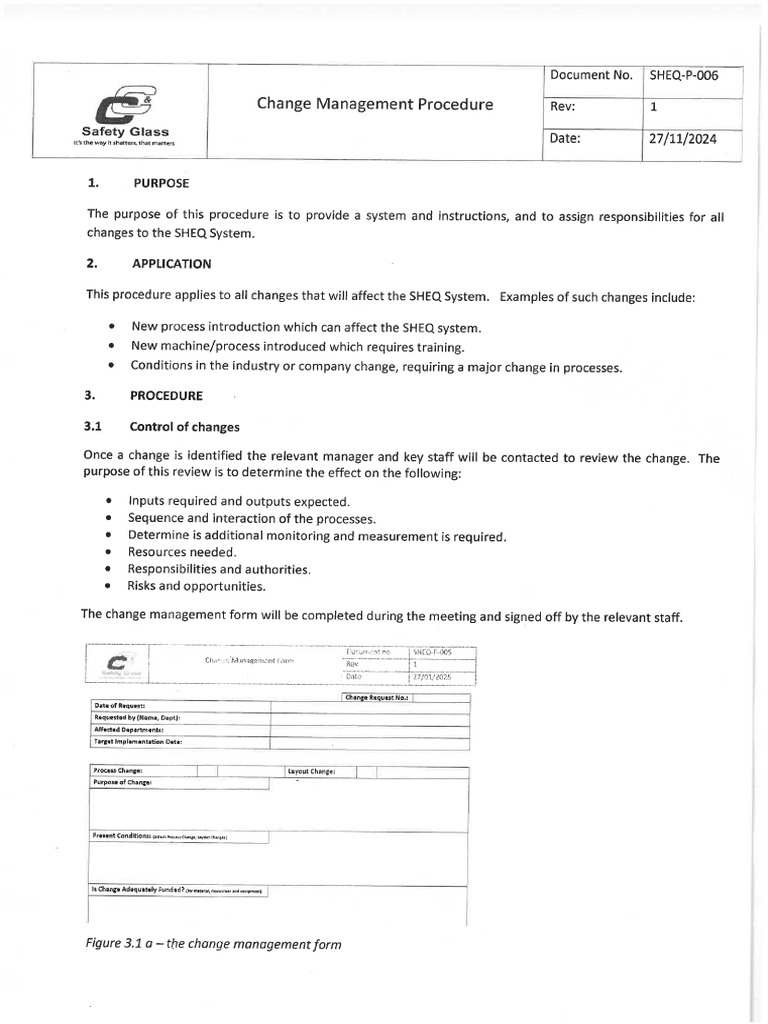 Signed Change Management Prodedure Jan 2025 | PDF