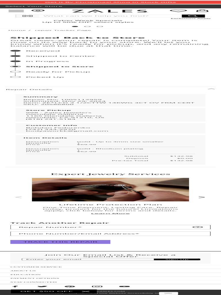 Repair Tracker Status Page Zales | PDF