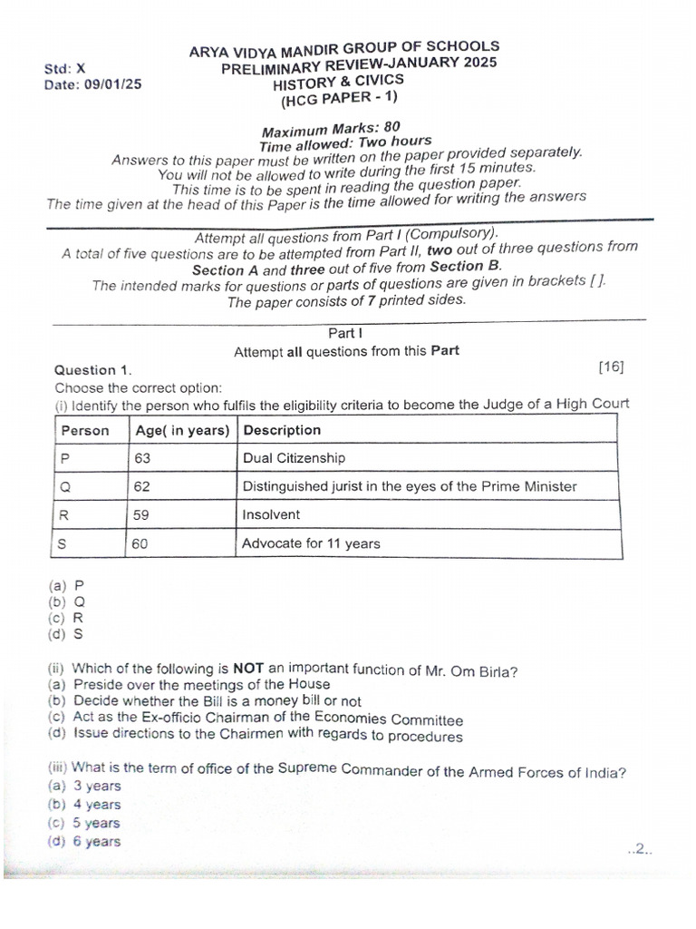 AVM History Prelim 2025 | PDF