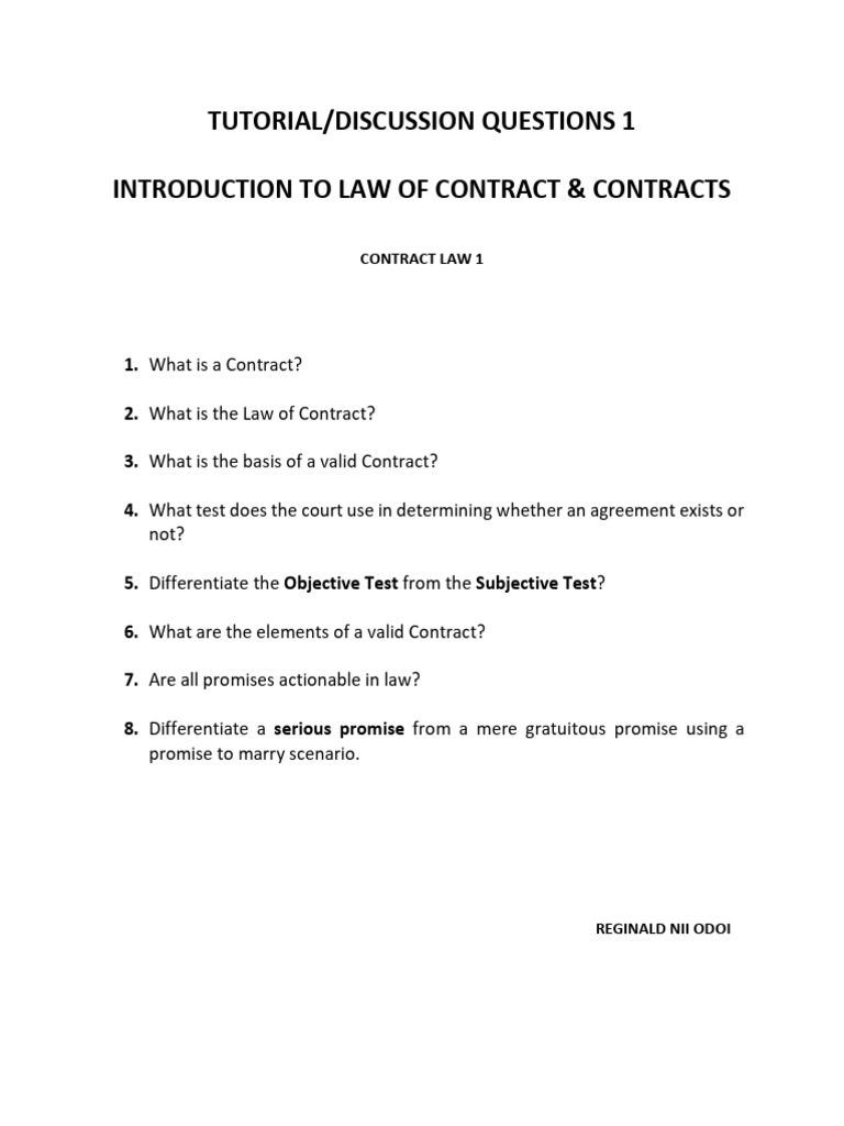 Introduction to Contract Law Basics | PDF